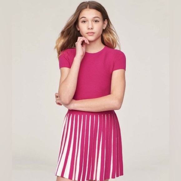 Milly Minis | Dresses | Milly Minis Raspberry White Contrastpleat Fit ...